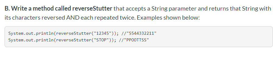 Solved B Write A Method Called Reverse Stutter That Accepts