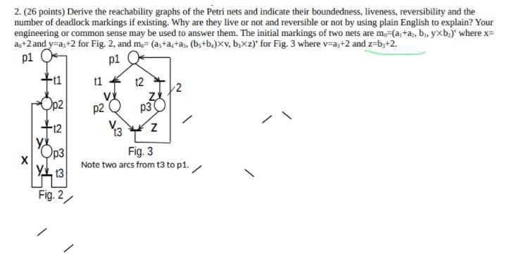 Solved p1 O 2. (26 points) Derive the reachability graphs of | Chegg.com