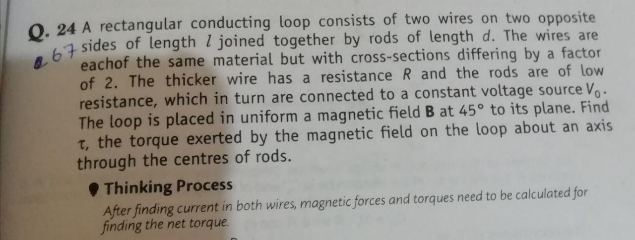 Solved Q. 24 A rectangular conducting loop consists of two | Chegg.com