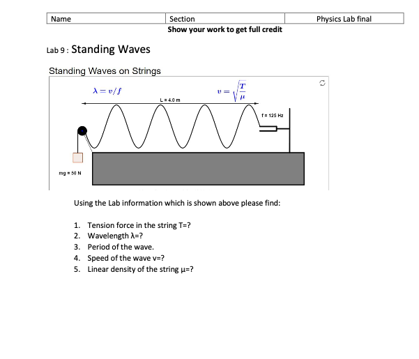 Solved Name Section Show your work to get full credit | Chegg.com