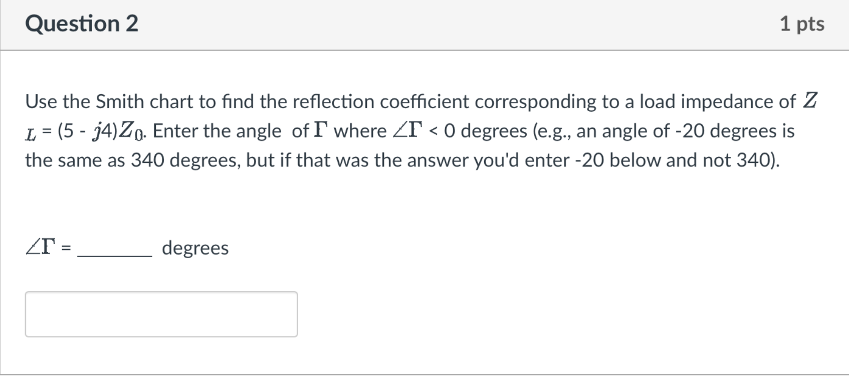 Solved Question 21 ﻿ptsUse the Smith chart to find the | Chegg.com