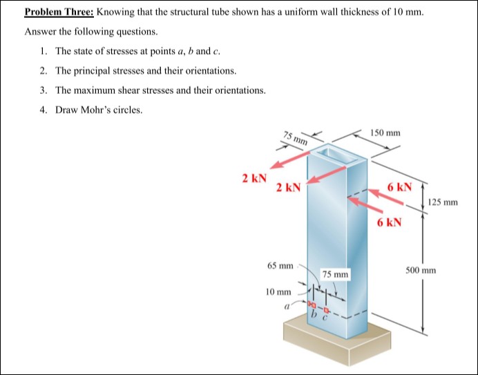 Problem Three: Knowing that the structural tube shown | Chegg.com