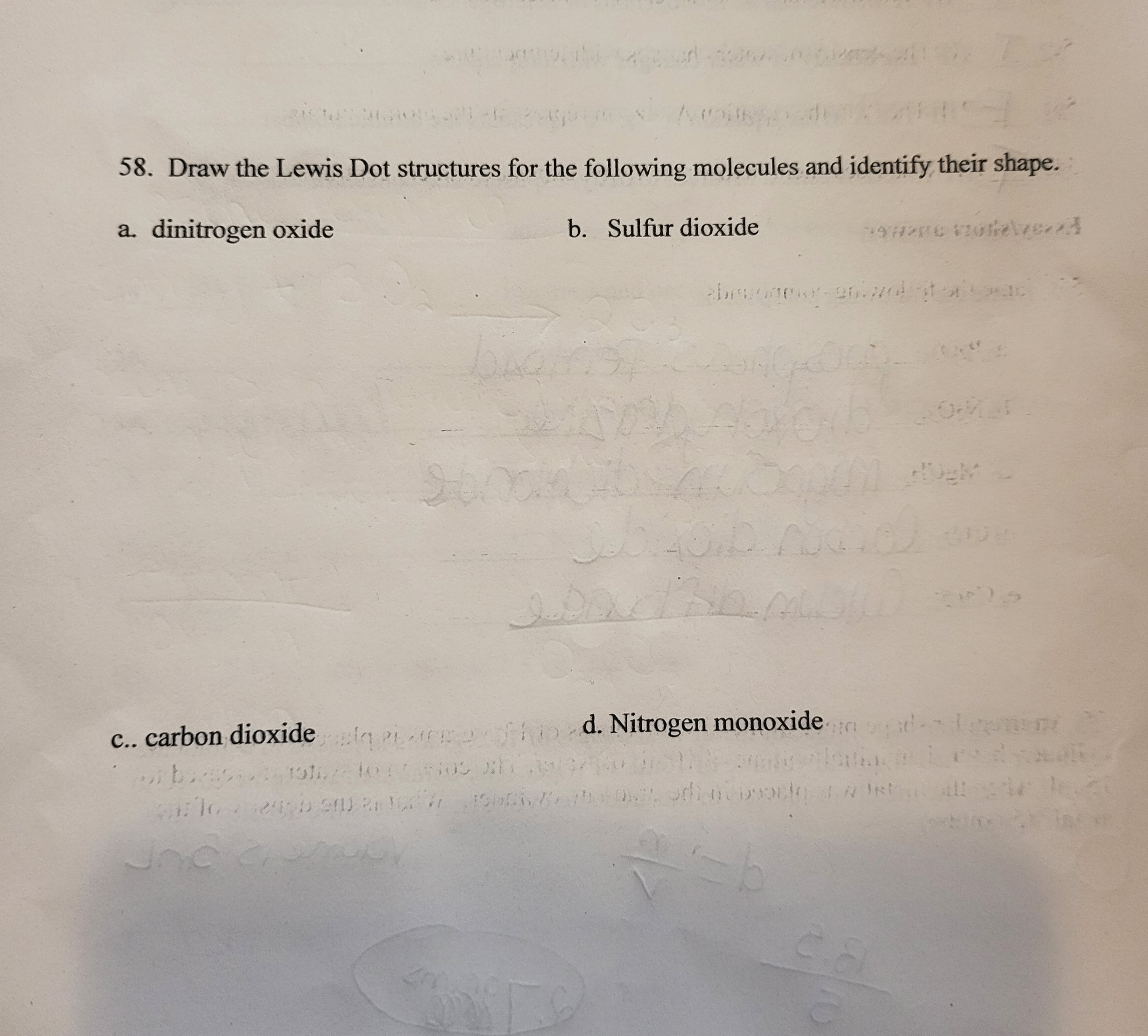 Solved Draw the Lewis.structures for the following molecules | Chegg.com