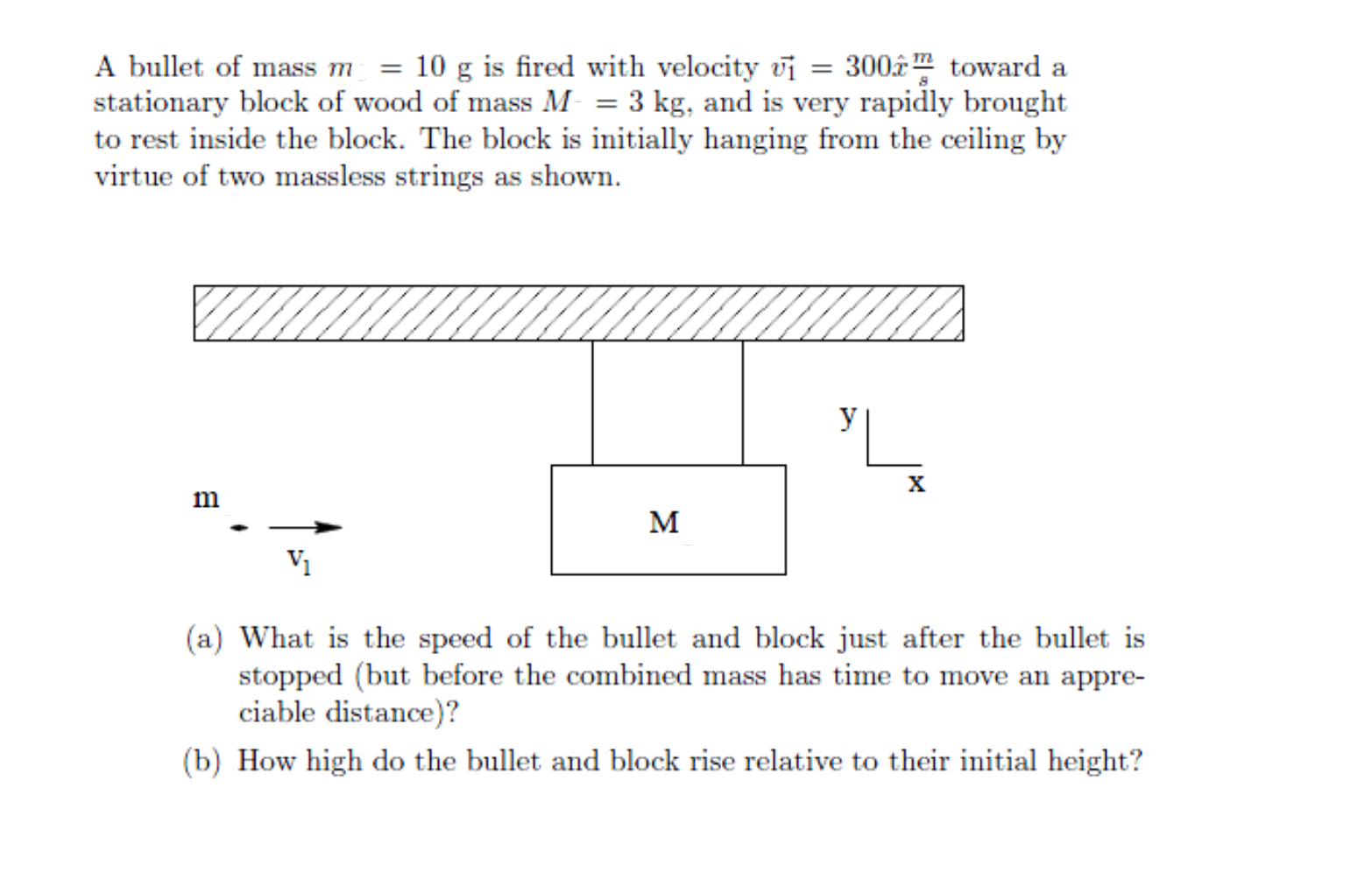 Solved A bullet of mass m=10 g is fired with velocity | Chegg.com