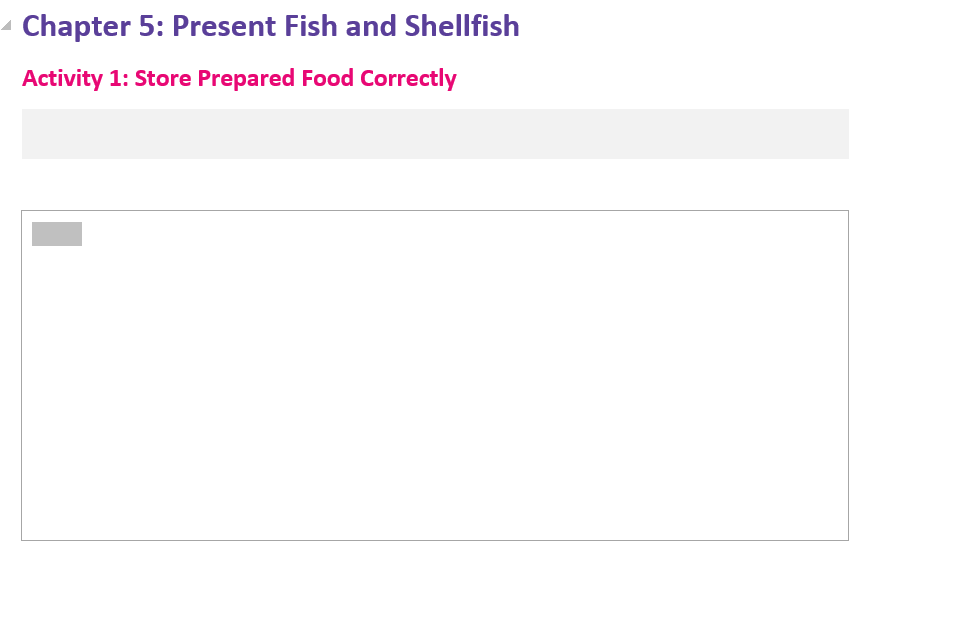 Activity 1: Store Prepared Food Correctly | Chegg.com
