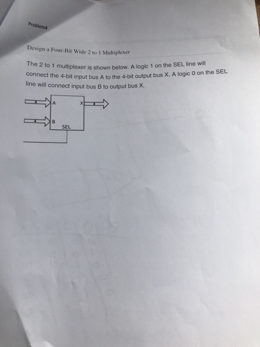 Solved Problema Design a Four-Bit Wide 2 to 1 Multiplexer | Chegg.com