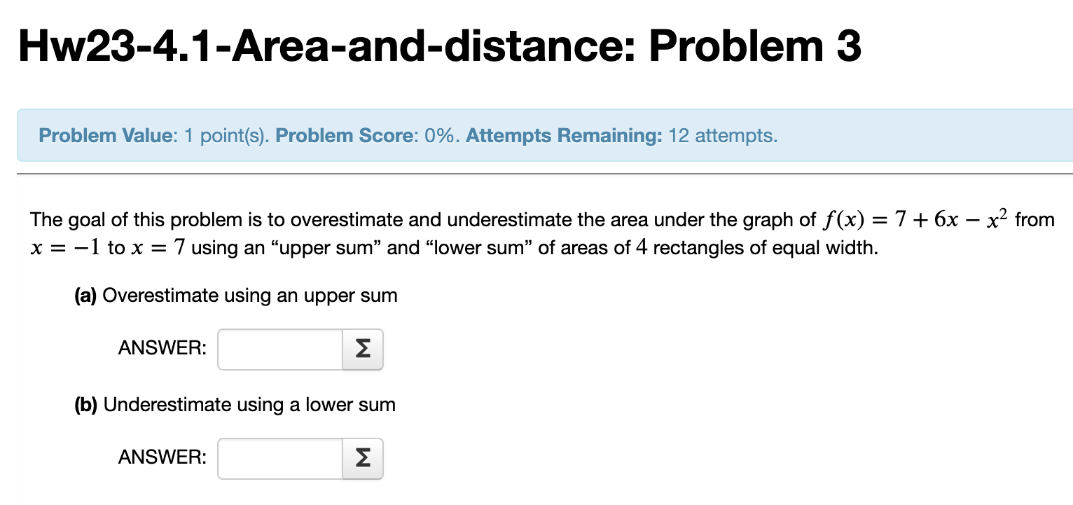 Solved Hw23-4.1-Area-and-distance: Problem 3 Problem Value: | Chegg.com