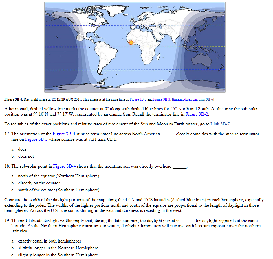 Solved A horizontal, dashed yellow line marks the equator at | Chegg.com
