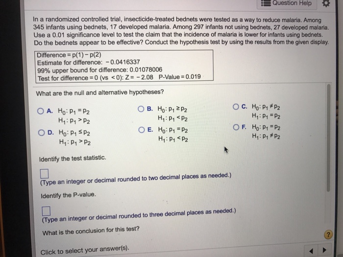 Solved EQuestion Help In a randomized controlled trial, | Chegg.com