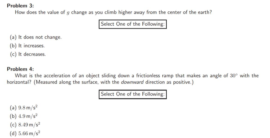 Solved Problem 3: How does the value of g change as you | Chegg.com