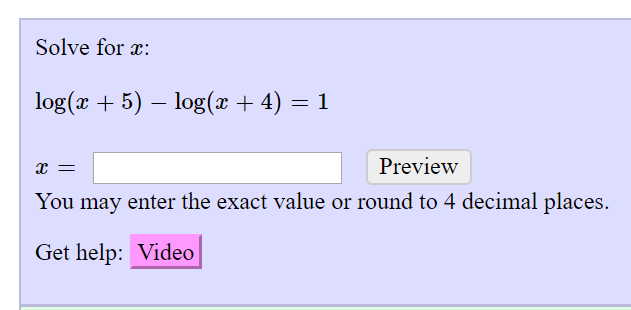 Solved Solve for x: log2 (2%) = 4 x= Preview You may enter | Chegg.com