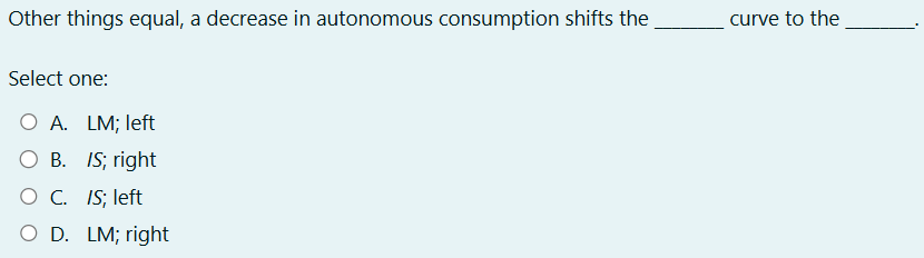 Solved Other things equal, a decrease in autonomous | Chegg.com