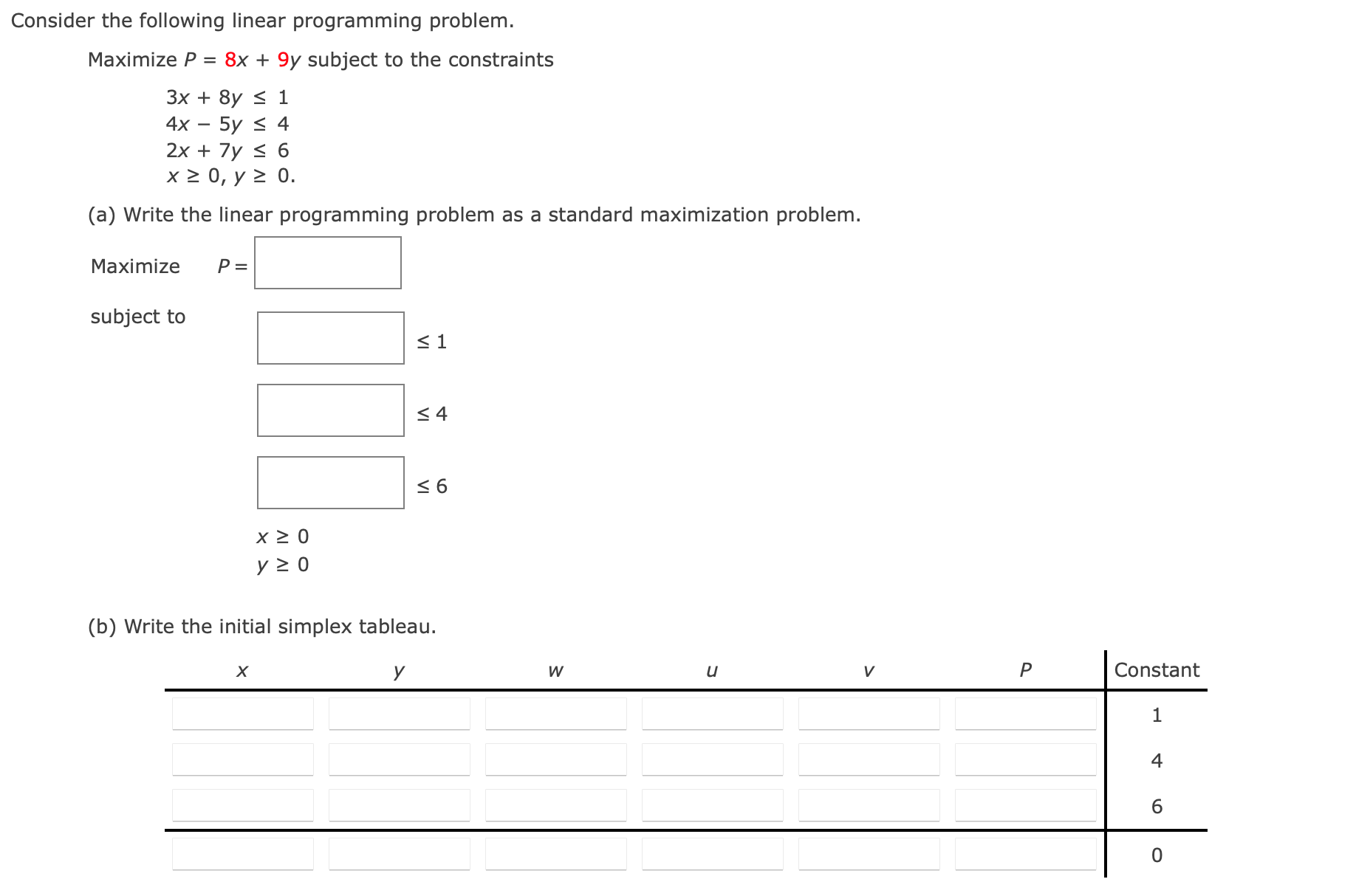Solved Consider the following linear programming problem. | Chegg.com