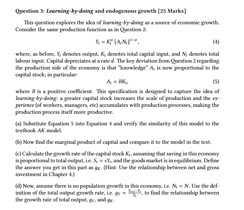 Solved Question 2: Neoclassical growth model (30 Marks] | Chegg.com