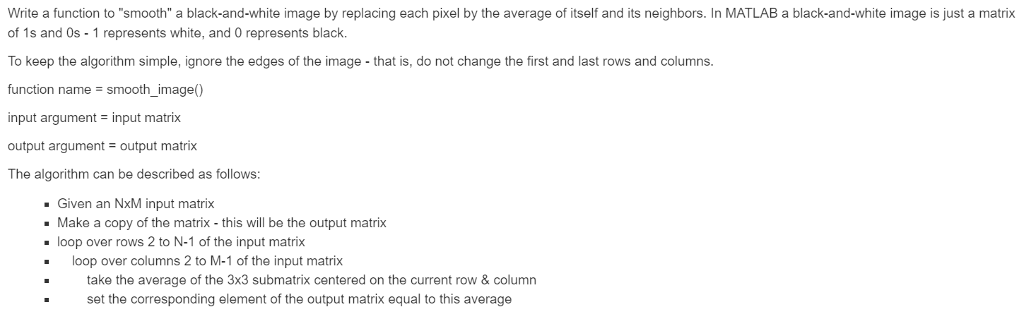 Solved Write a function to "smooth" a black-and-white image | Chegg.com