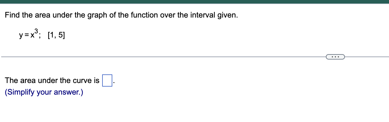 Solved Find the area under the graph of the function over | Chegg.com