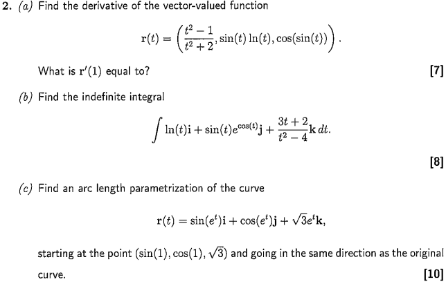 Solved 2. (a) Find the derivative of the vector-valued | Chegg.com