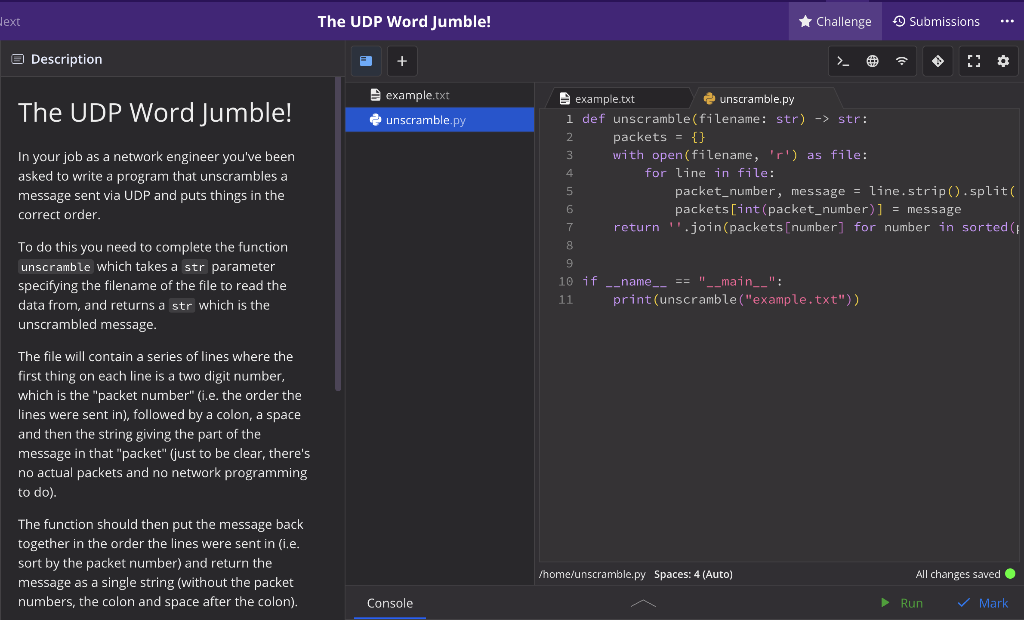 Solved Description The UDP Word Jumble! In your job as a | Chegg.com