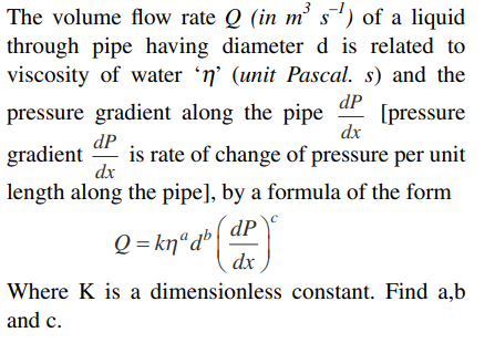 Solved The volume flow rate Q (in m³ s¹) of a liquid through | Chegg.com