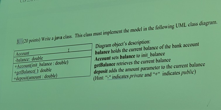 Solved 3 20 Points Write A Java Class This Class Must