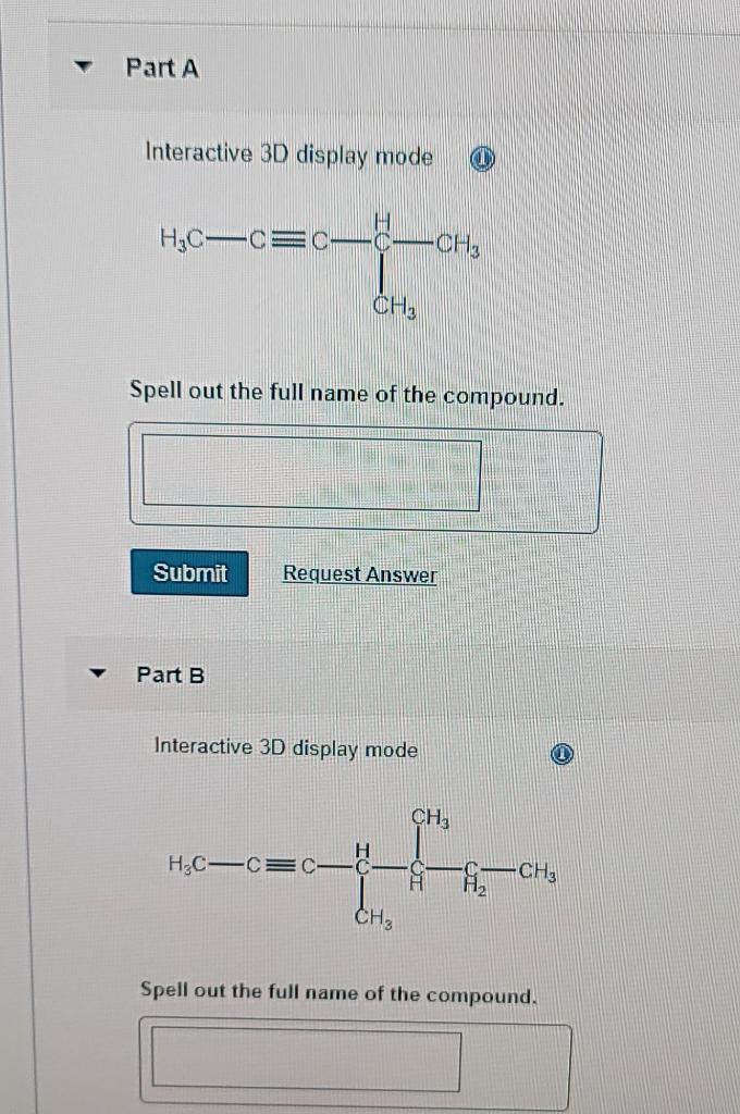 Solved Part A Interactive 3D display mode H3C-CEC CH3 CH, | Chegg.com