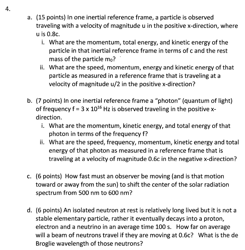 Solved a. (15 points) In one inertial reference frame, a | Chegg.com