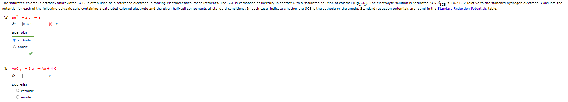 Solved (b) \\( \\mathrm{AuCl}_{4}{ }^{-}+3 \\mathrm{e}^{-} | Chegg.com