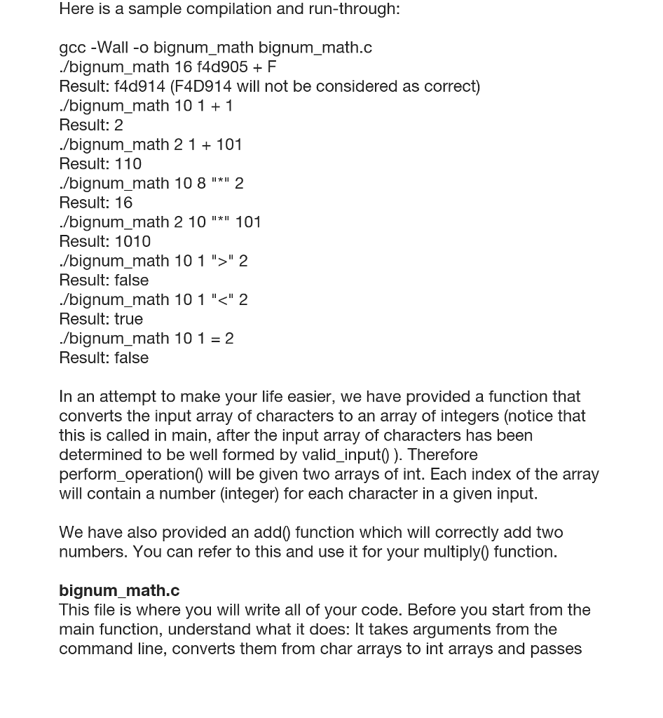 Solved Setup Download bignum_math.c from Canvas. You should | Chegg.com