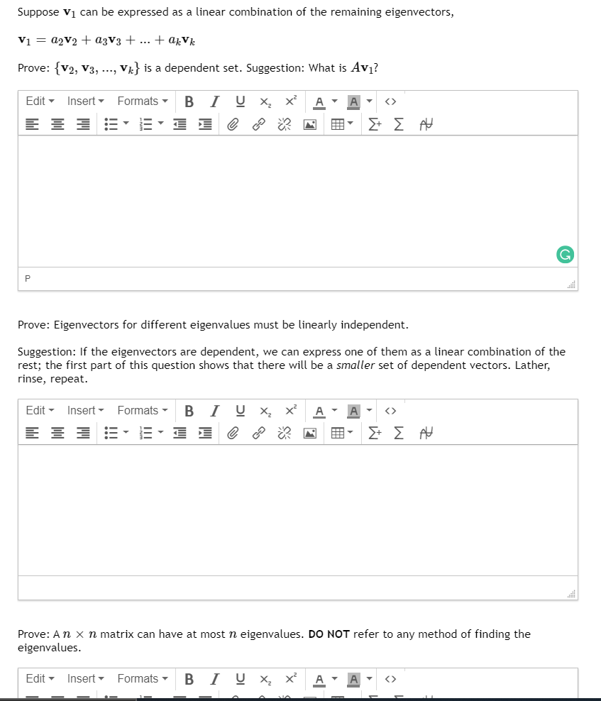 Solved IMPORTANT: Use any relevant axiom of linear algebra | Chegg.com
