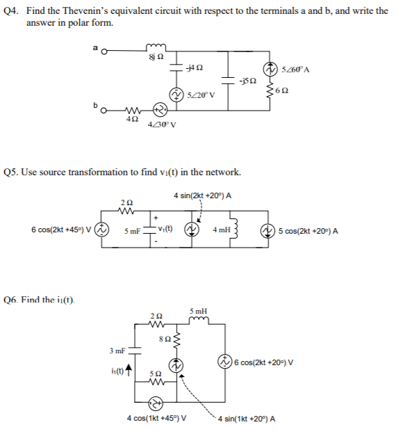 Solved Q4. Find the Thevenin’s equivalent circuit with | Chegg.com