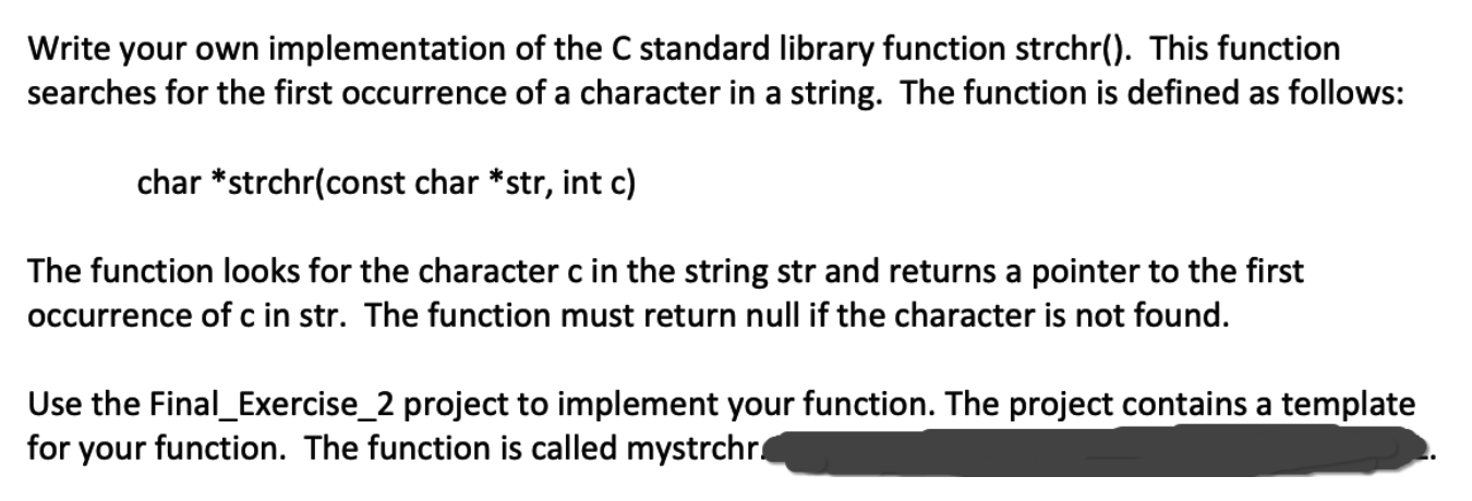Solved Write your own implementation of the C standard | Chegg.com