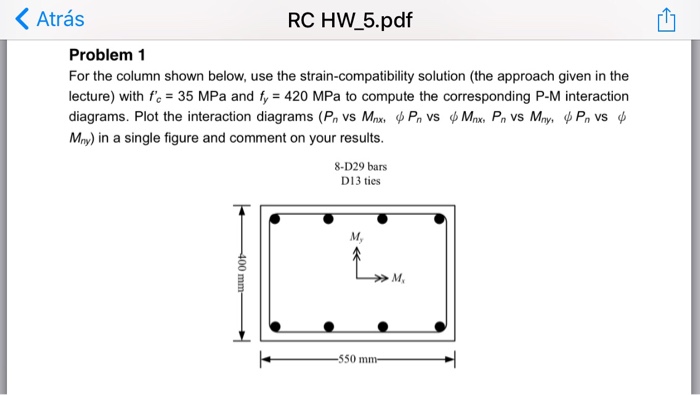 Solved くAtrás RC HW_5.pdf Problem 1 For the column shown | Chegg.com