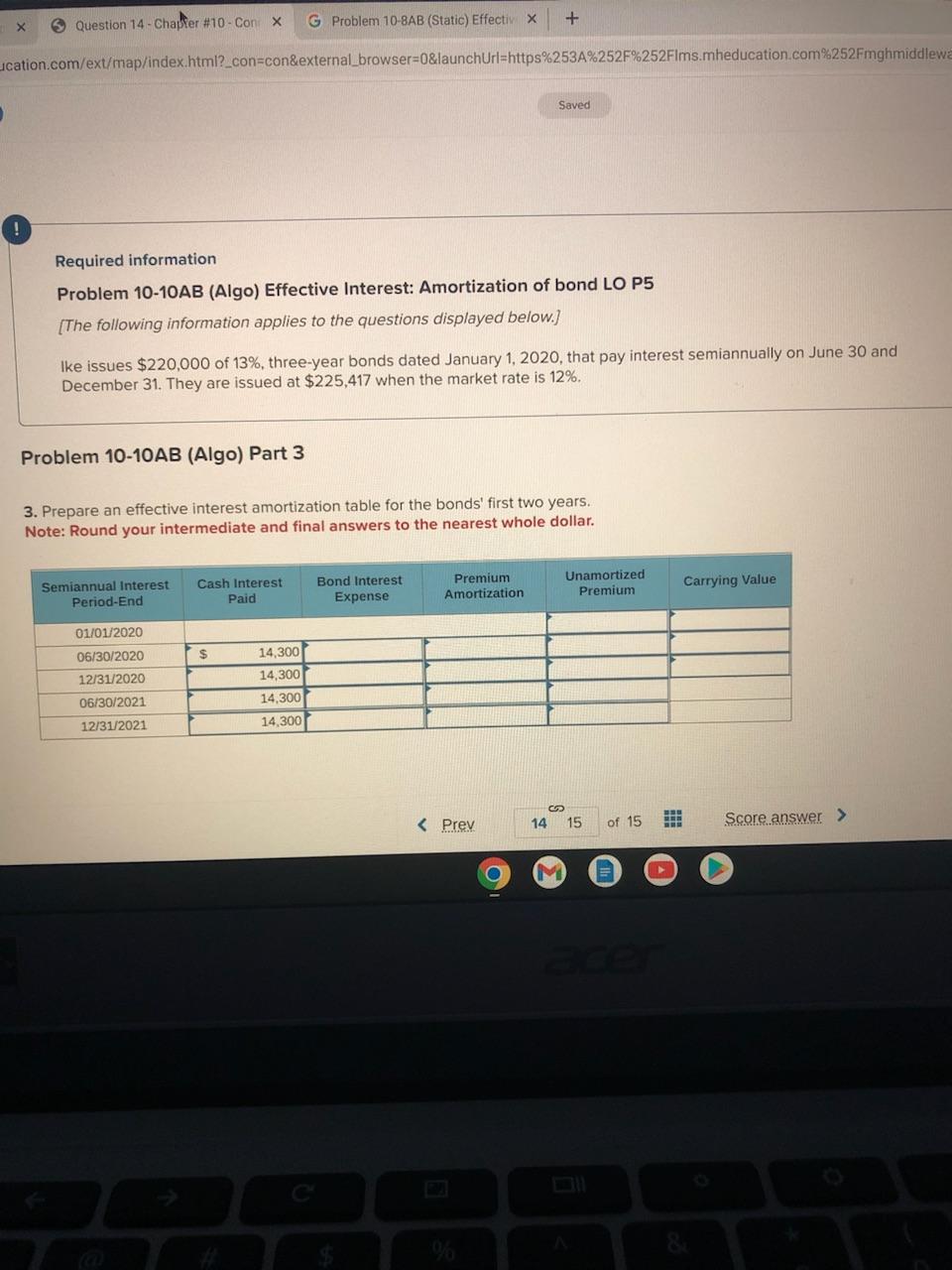 Solved Required information Problem 10-10AB (Algo) Effective | Chegg.com