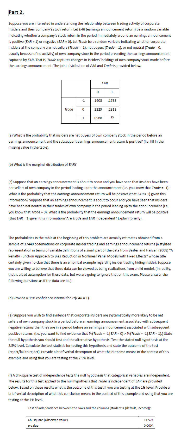 Solved Part 2. Suppose you are interested in understanding | Chegg.com