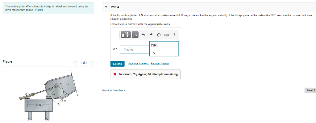 Solved The bridge girder G ol a bascule bridge is raised and | Chegg.com