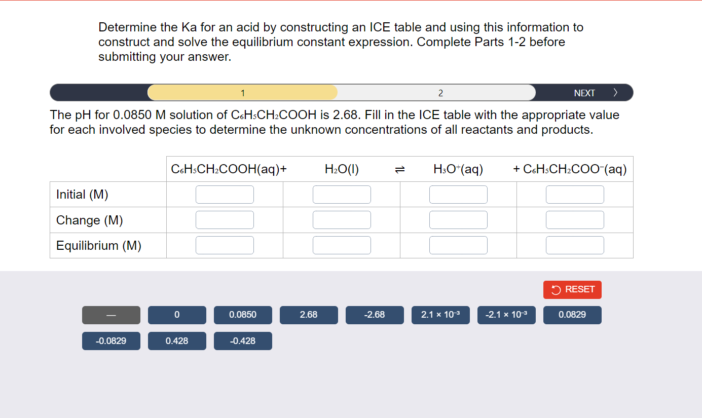 Solved Determine the Ka for an acid by constructing an ICE | Chegg.com