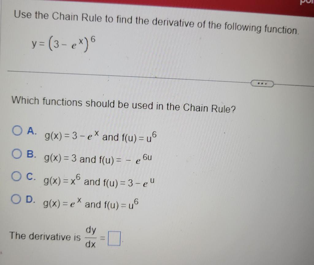 Solved Use the Chain Rule to find the derivative of the | Chegg.com