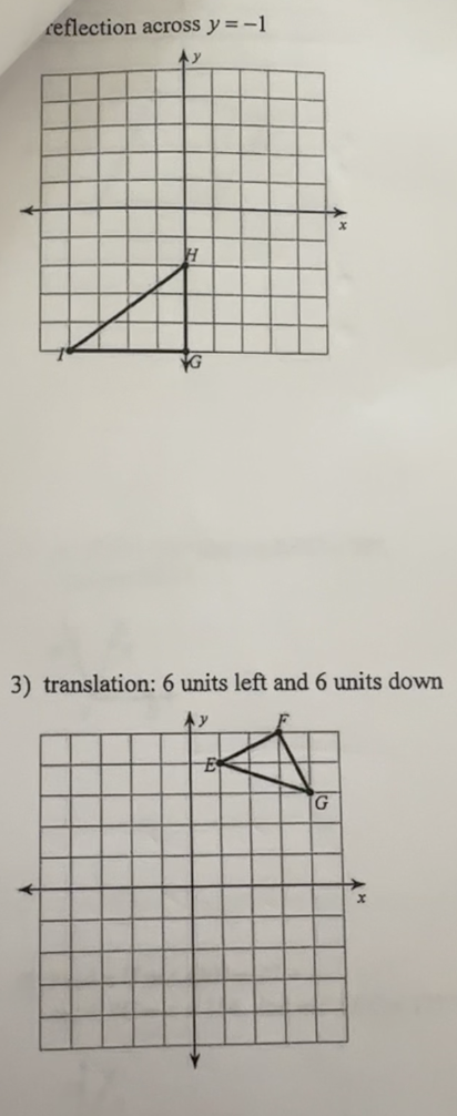 Solved reflection across y=-1translation: 6 ﻿units left and | Chegg.com