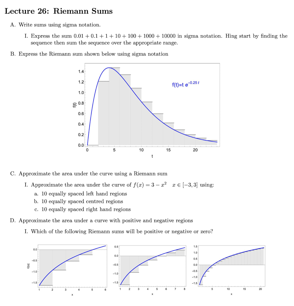 Solved A. Write sums using sigma notation. I. Express the | Chegg.com
