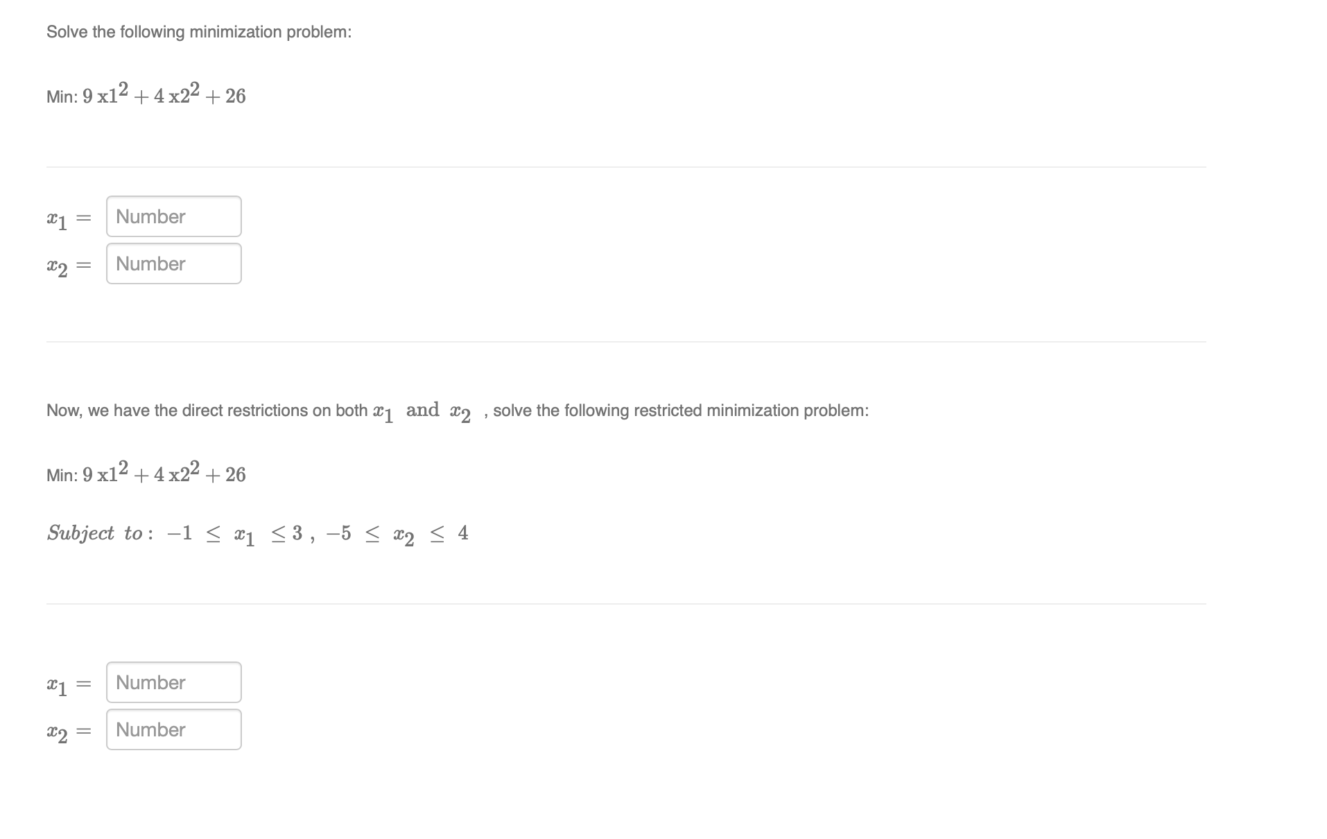 Solved Solve The Following Minimization Problem Min 