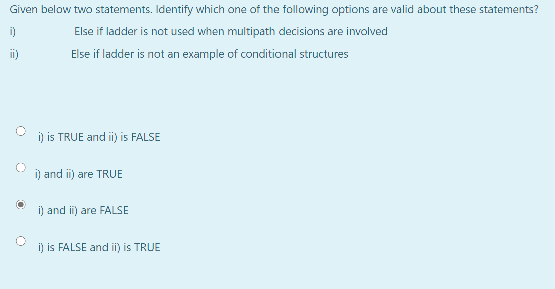 Solved Given below two statements. Identify which one of the | Chegg.com