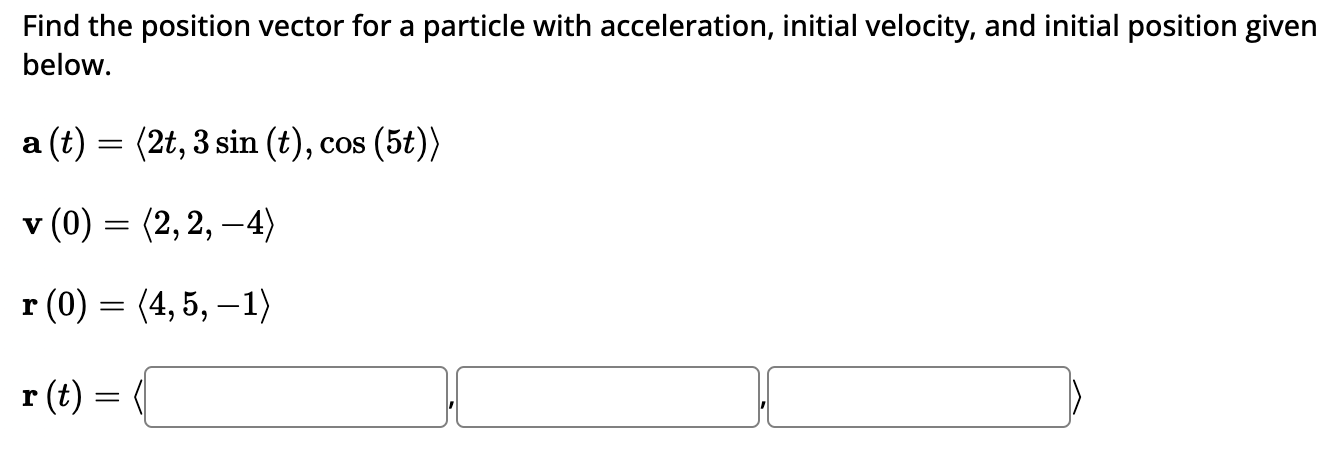 Solved Find the position vector for a particle with | Chegg.com