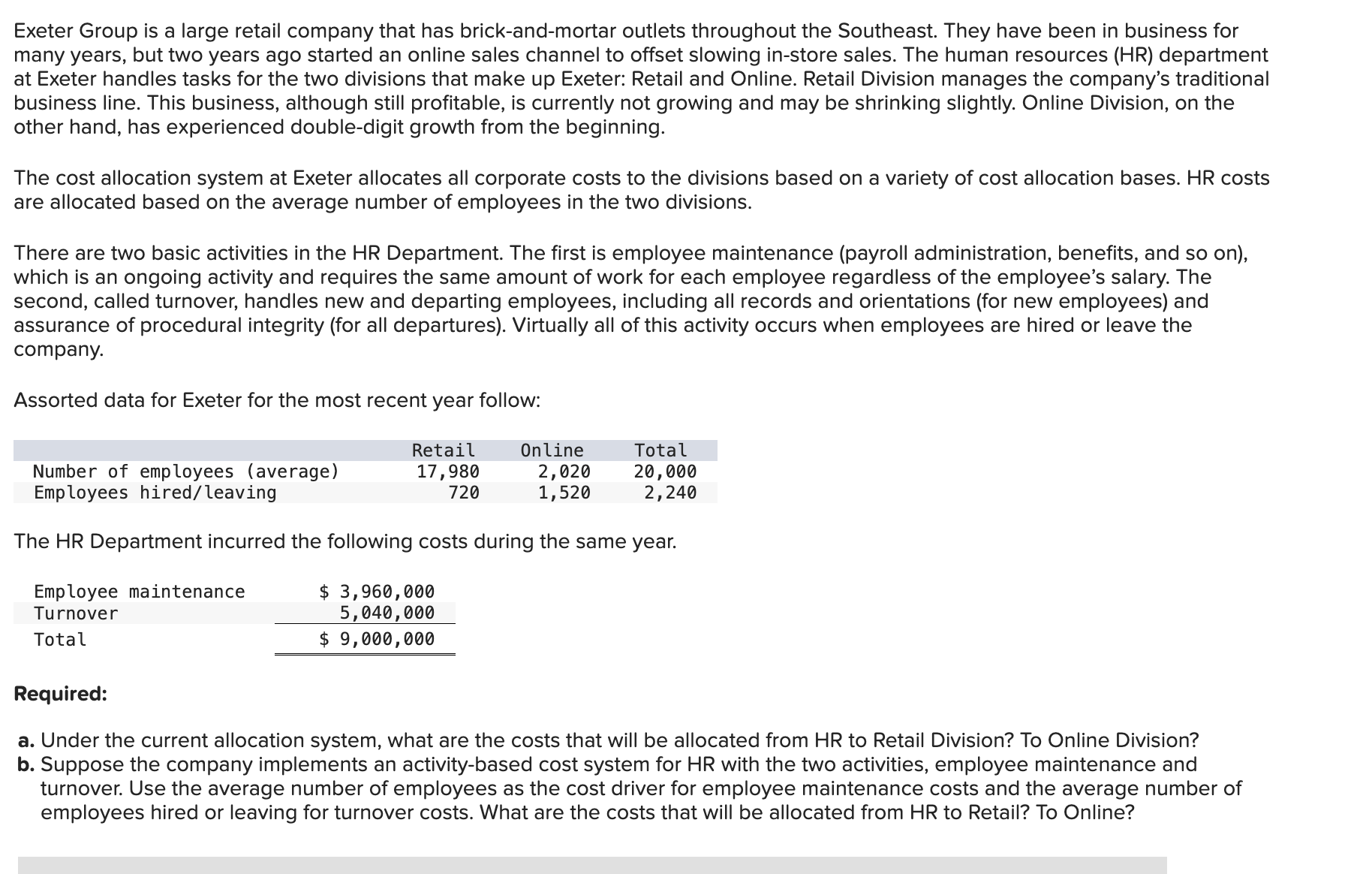 Solved Exeter Group is a large retail company that has | Chegg.com