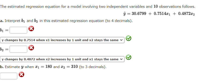 Solved The estimated regression equation for a model | Chegg.com