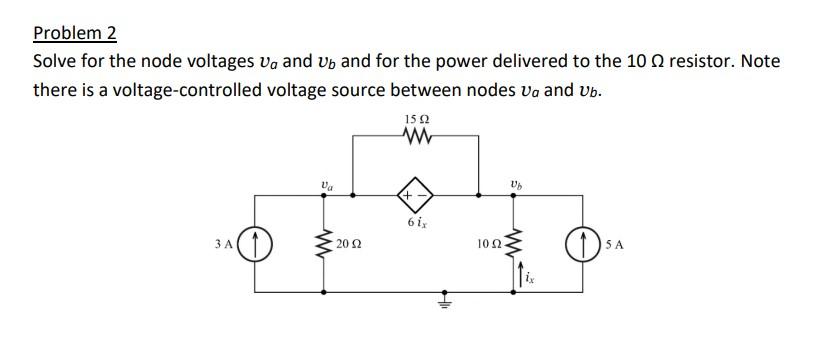 Solved Problem 2 Solve for the node voltages va and vb and | Chegg.com