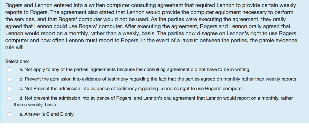 Solved Rogers and Lennon entered into a written computer | Chegg.com
