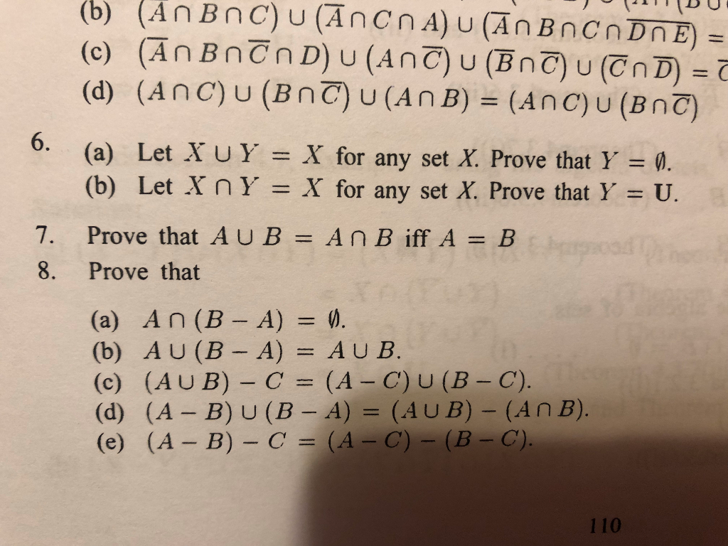 Solved (b) ( AnBnC ) U (AnCNA) U (AnBnCnDNE) = (d) (A n C) U | Chegg.com