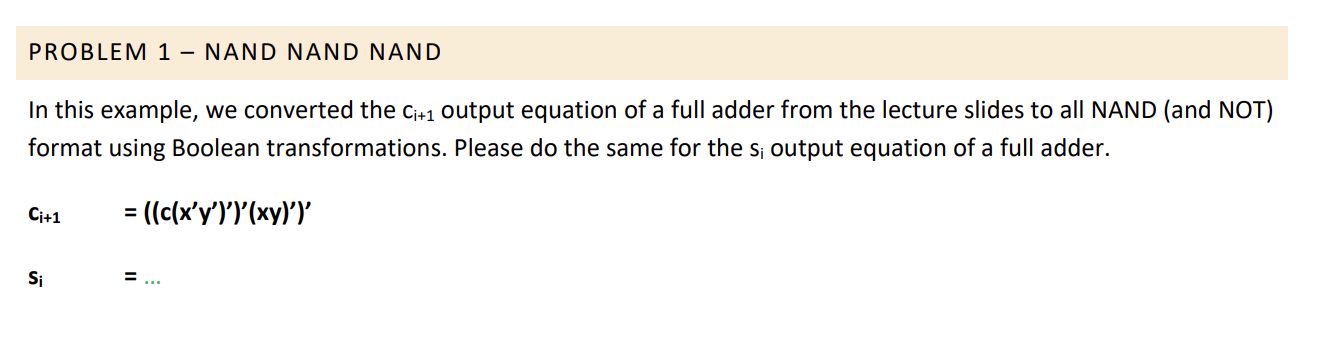 PROBLEM 1 – NAND NAND NAND In this example, we | Chegg.com