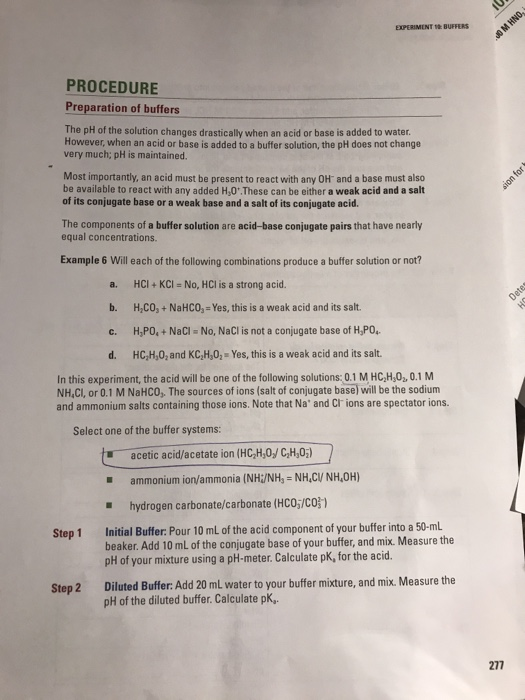 Solved EXPERIMENT 10 BUFFERS ample 3 Examine the buffer | Chegg.com