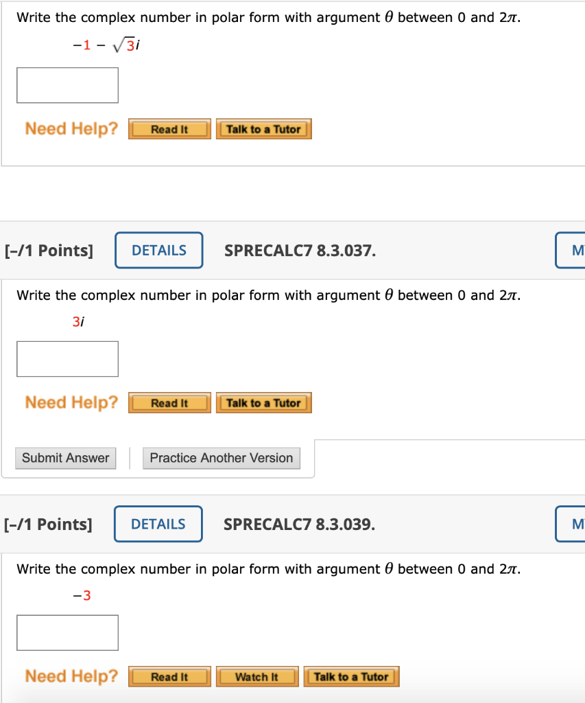 Solved Write the complex number in polar form with argument | Chegg.com
